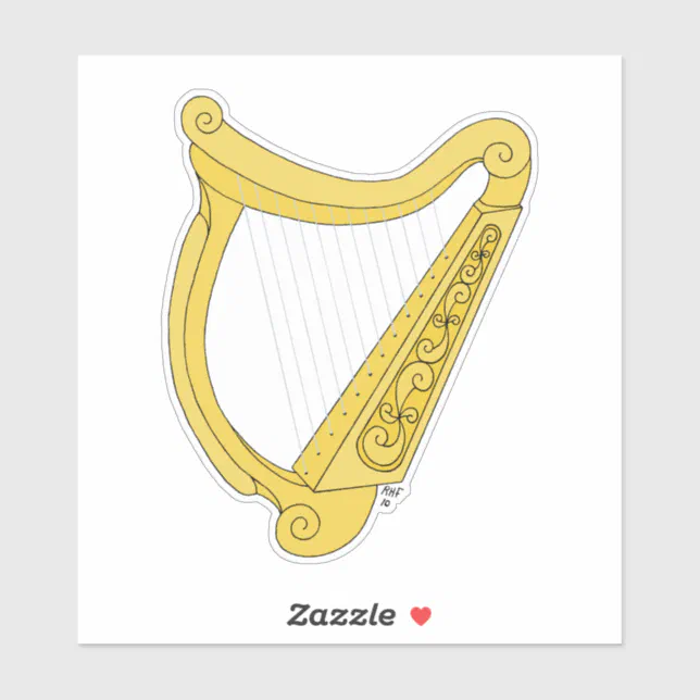 Irish Harp Sticker | Zazzle
