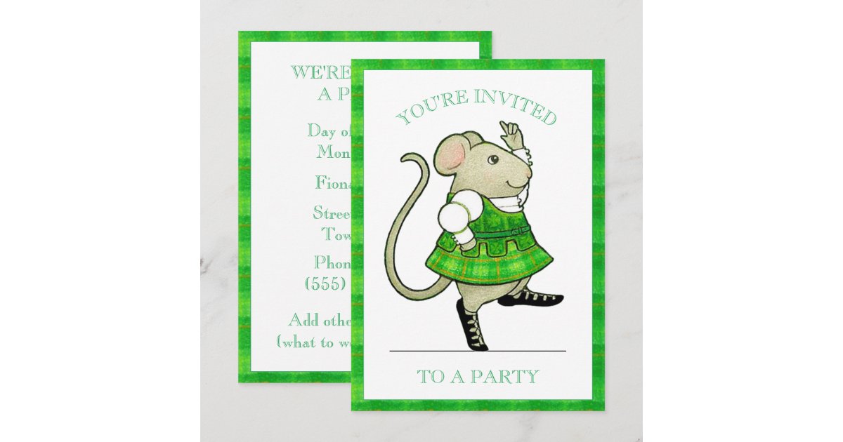 IRISH JIG MOUSE 4.5x6.25 Party Invitation | Zazzle