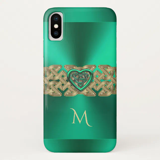Irish Kelly Green Celtic Heart Knot Monogram Case-Mate iPhone Case | Zazzle
