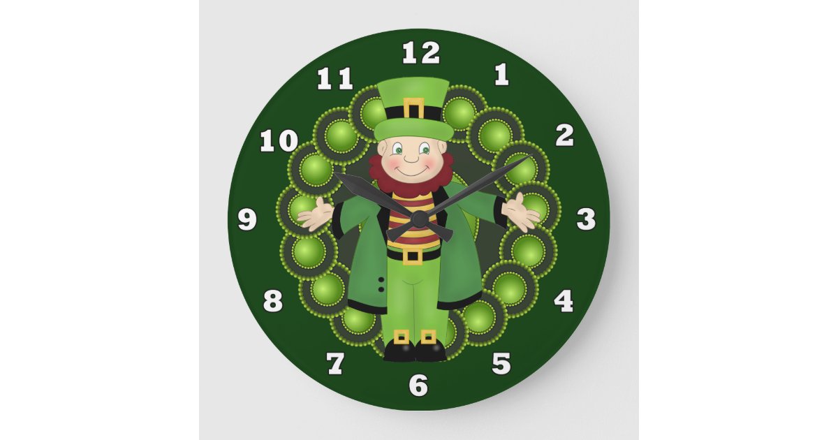 Irish Leprechaun Holiday wall clock | Zazzle