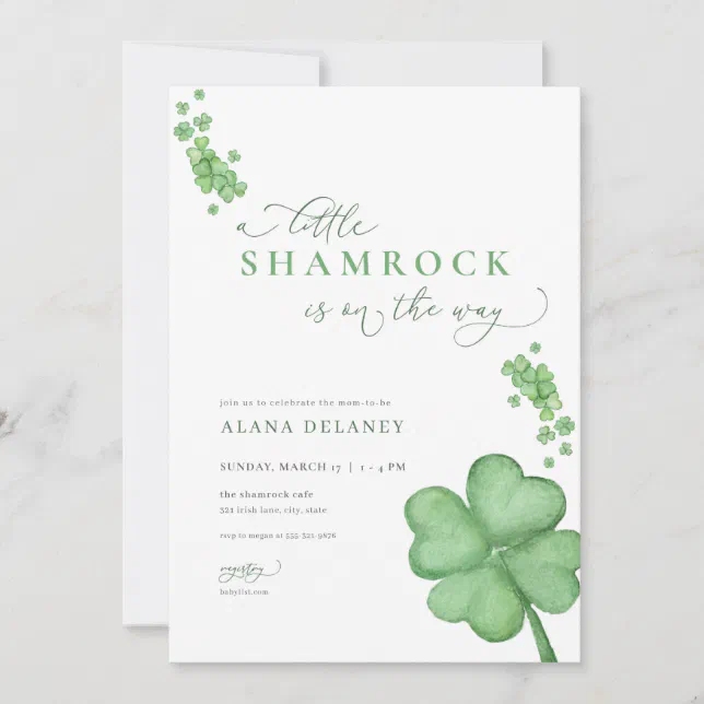 Irish Little Shamrock Baby Shower Invitation | Zazzle