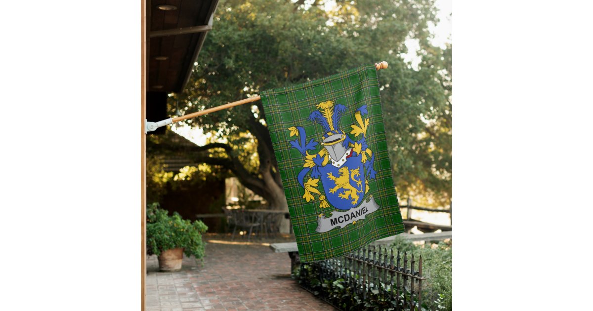 Irish McDaniel or Daniel Coat of Arms Family Cres House Flag | Zazzle