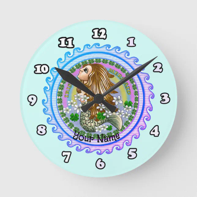 Irish Mermaid clock | Zazzle