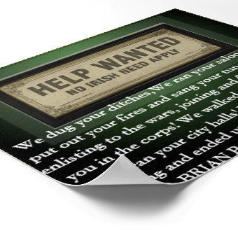 irish need not apply poster | Zazzle