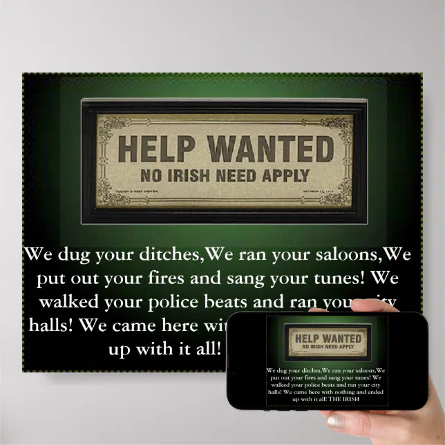 Irish need not apply poster | Zazzle