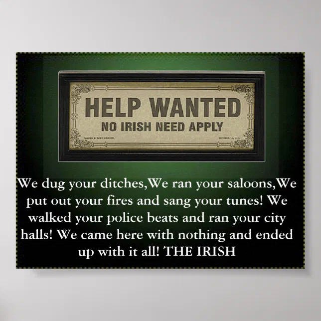 Irish need not apply poster | Zazzle