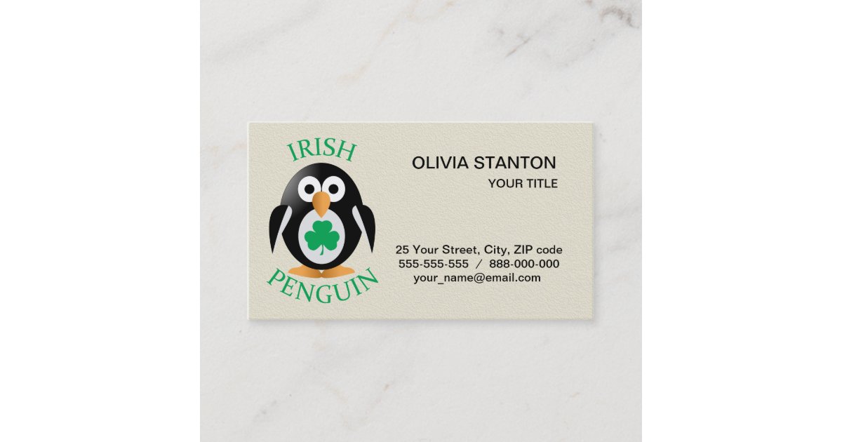 Irish penguin business card | Zazzle