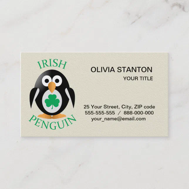 Irish penguin business card | Zazzle