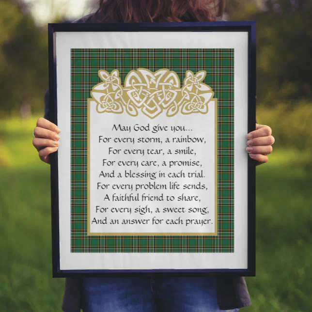 Irish Prayer Celtic Border and Tartan Poster | Zazzle