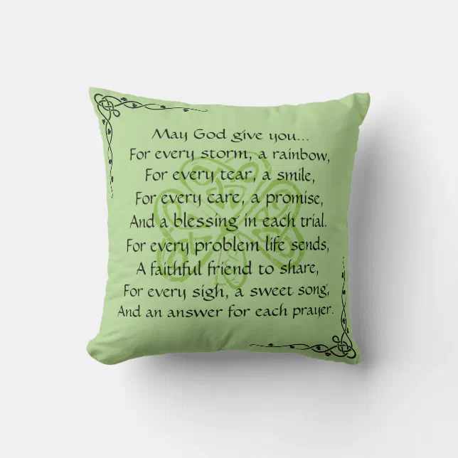 Irish Prayer Celtic Border Throw Pillow | Zazzle