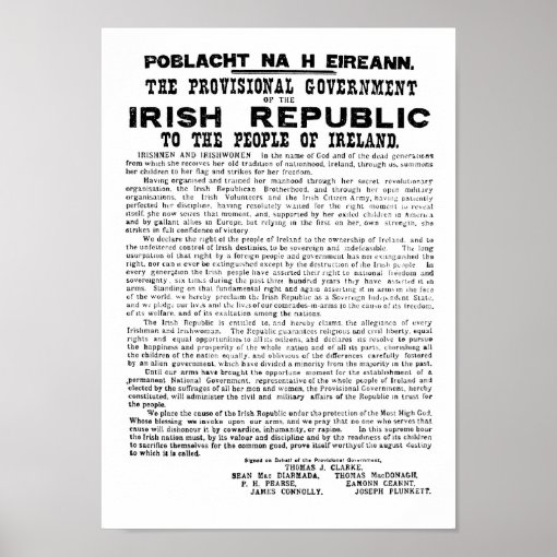 Irish Proclamation of 1916 Poster | Zazzle