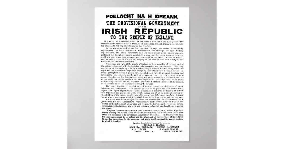 Irish Proclamation of 1916 Poster | Zazzle