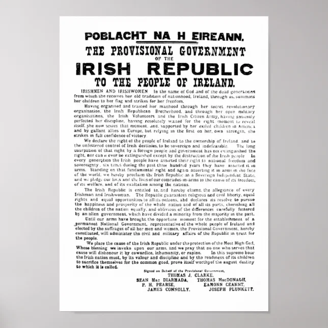 Irish Proclamation of 1916 Poster | Zazzle