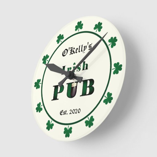 Irish Pub Bar Tavern Acrylic Wall Clock | Zazzle