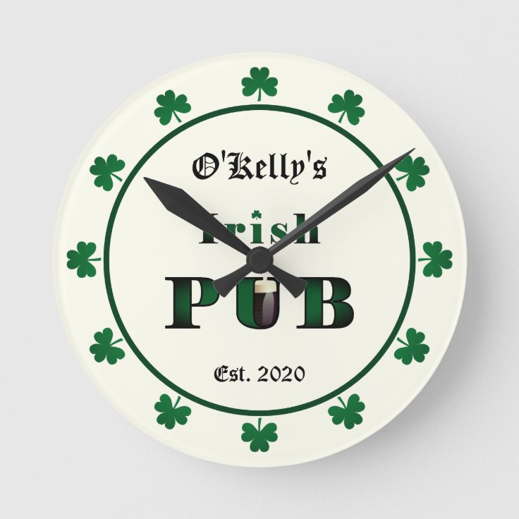 Irish Pub Bar Tavern Acrylic Wall Clock | Zazzle