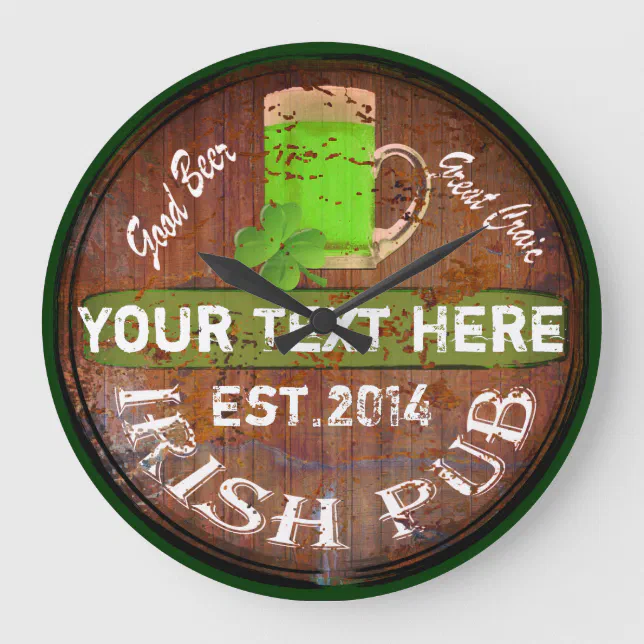 Irish pub sign large clock | Zazzle