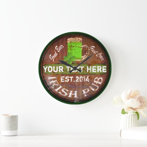 Irish pub sign large clock | Zazzle