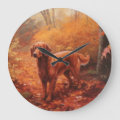 Irish Red Setter in Autumn Leaves Fall Inspire Large Clock | Zazzle
