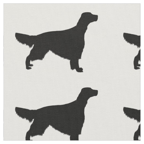 Irish Red and White Setter Silhouette Tiled Basic Fabric | Zazzle