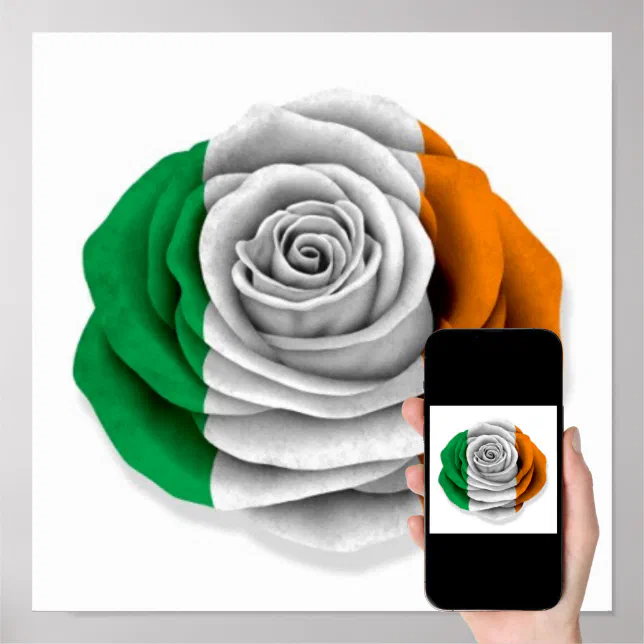 Irish Rose Flag on White Poster | Zazzle