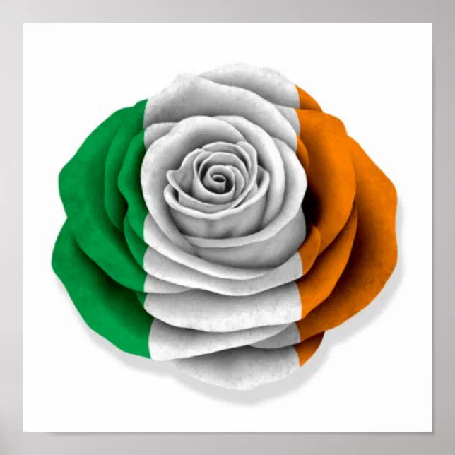 Irish Rose Flag on White Poster | Zazzle