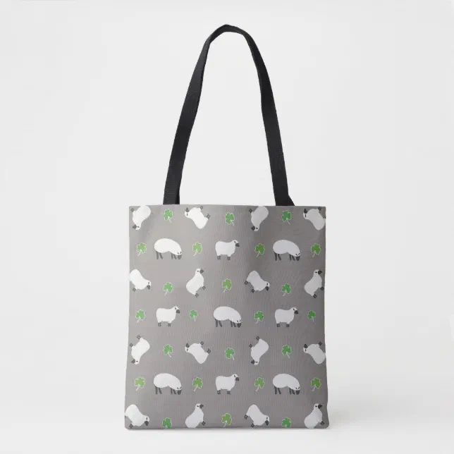 Irish Shamrock and Sheep Pattern Tote Bag | Zazzle
