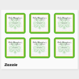 Irish shamrock baby shower bookplate + gold | Zazzle