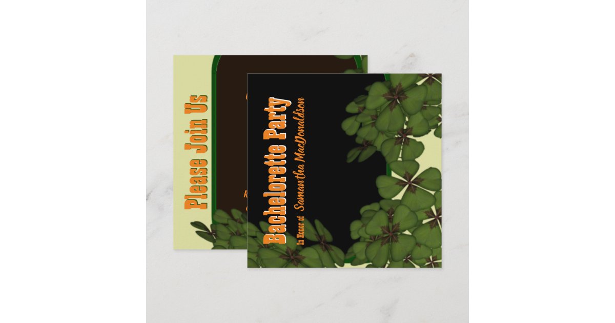 Irish shamrock bachelorette party invitation | Zazzle