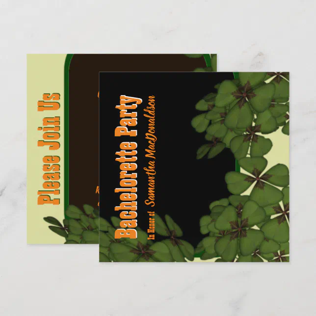 Irish shamrock bachelorette party invitation | Zazzle
