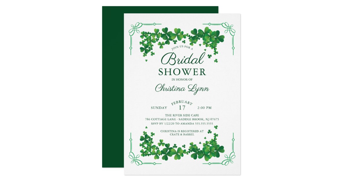 Irish Shamrock Bridal Shower Invitation | Zazzle.com