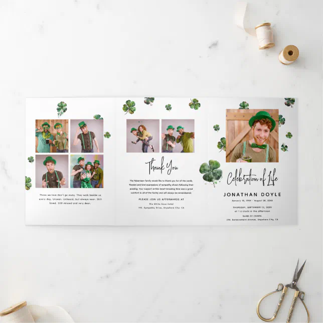 Irish Shamrock Clover Funeral Memorial Program | Zazzle