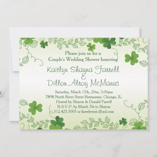 Irish shamrock Couple's Wedding Shower Invitation | Zazzle