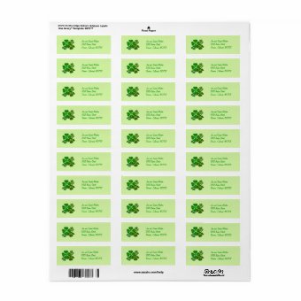 Irish Shamrock Return Address Labels | Zazzle