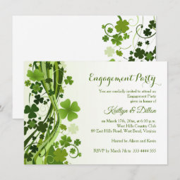 Irish Shamrock, swirls Engagement Party Invitation | Zazzle