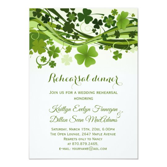 Irish Shamrock, swirls Rehearsal Dinner Invitation | Zazzle.com