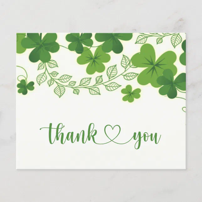 Irish Shamrock Thank You card | Zazzle
