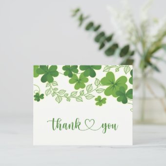 Irish Shamrock Thank You card | Zazzle