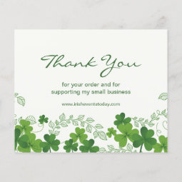 Irish Shamrock Thank You card | Zazzle