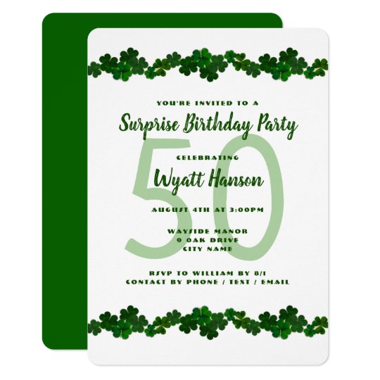 Irish Shamrocks March Birthday Party Invitation | Zazzle.com