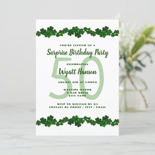 Irish Shamrocks March Birthday Party Invitation | Zazzle