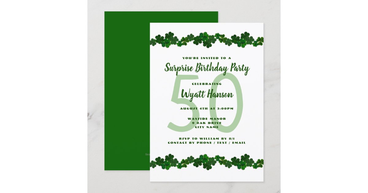 Irish Shamrocks March Birthday Party Invitation | Zazzle