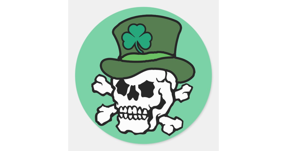Irish Skull Classic Round Sticker | Zazzle