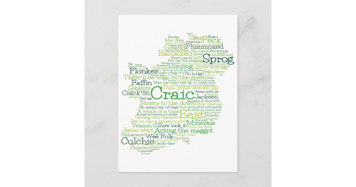 Irish Slang Word Art Map Postcard | Zazzle