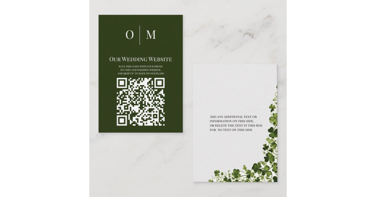 Irish Stylized Shamrock Leafy Folia QR Code Enclosure Card | Zazzle