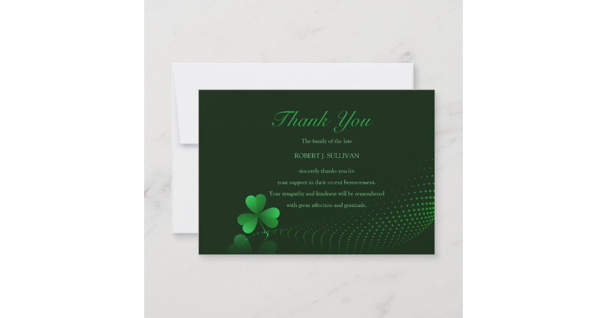 Irish Sympathy Thank You Card | Zazzle