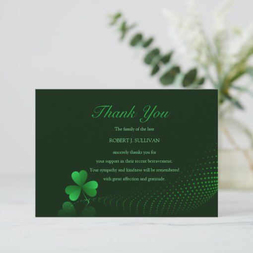 Irish Sympathy Thank You Card | Zazzle