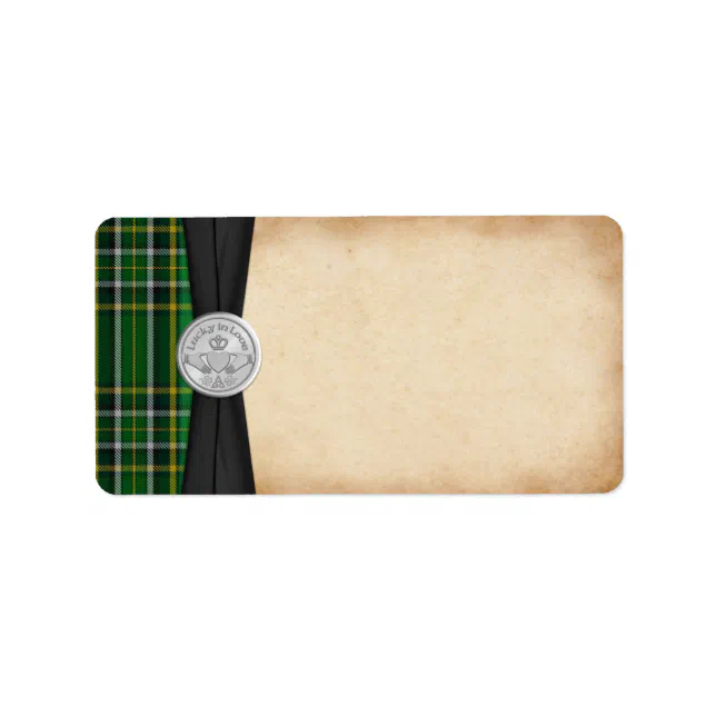 Irish Tartan Claddagh Wedding Blank Address Label | Zazzle