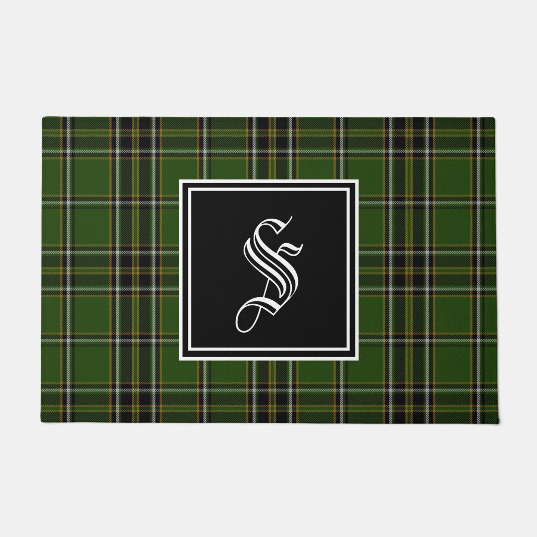 Irish Tartan Monogram Doormat | Zazzle
