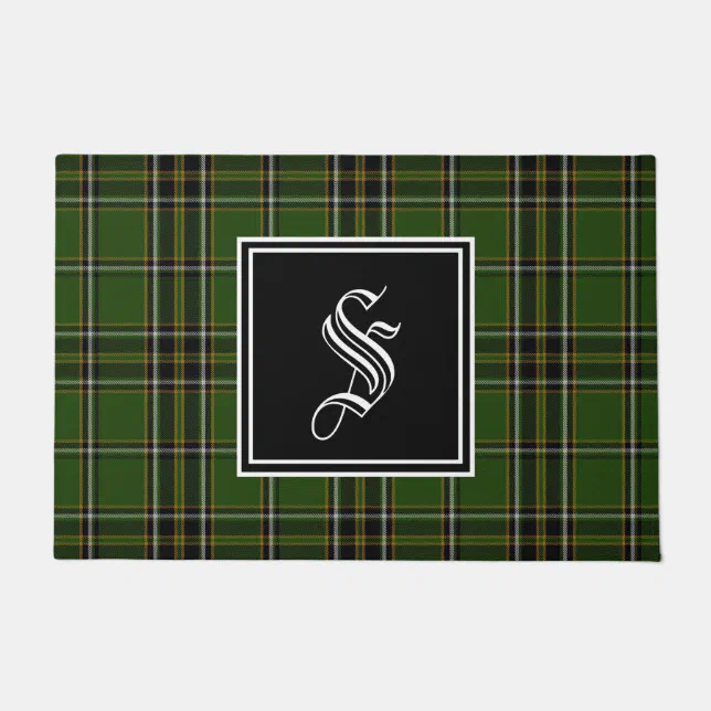 Irish Tartan Monogram Doormat | Zazzle