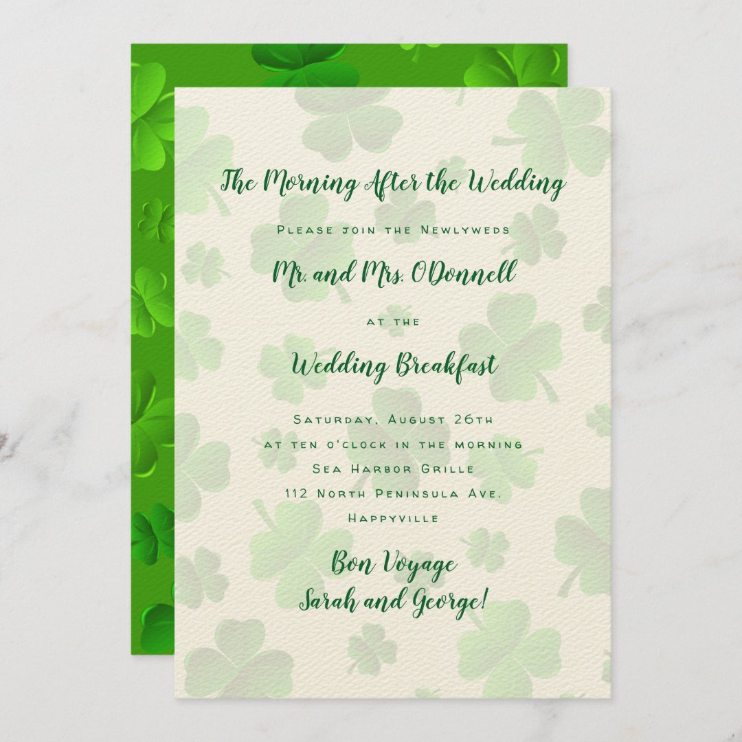 Irish Wedding Breakfast Celebration Invitation | Zazzle